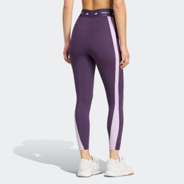 Damen Trainingstights "TECHFIT COLORBLOCK 7/8-LEGGINGS", S, N-Gr, lila, adidas Performance, Obermaterial: 73% Polyester, 27% Elasthan, Hosen