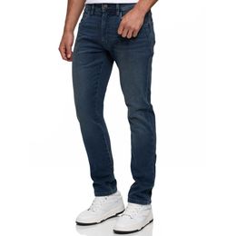 INDICODE Herren Regular-fit-Jeans "INCoil", blau, Gr. 36, Abriebeffekte, Denim/Jeans, Obermaterial: 77% Baumwolle, 21% Polyester, 2% Elasthan, Jeans,