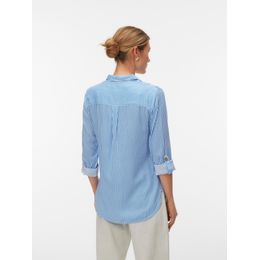 V&eacute;ro Moda VERO MODA Damen Hemdbluse "VMBUMPY L/S SHIRT NEW WVN GA NOOS"nebulas blau stripes:snow wei&szlig;, Gr. XS, gestreift, Web, Obermaterial: 100% Viskose,