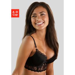 Lascana Damen Push-up-BH "Alicia", Gr. 85, schwarz, Microtouch, Obermaterial: 90% Polyamid, 10% Elasthan, BHs, in Bustier Form, sexy Dessous