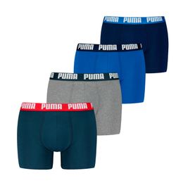 Puma Herren Boxershorts "Puma MEN EVERYDAY BOXER 4P ECOM", Gr. M, blau, Jersey, Obermaterial: 95% Baumwolle, 5% Elasthan, Unterhosen, mit breitem