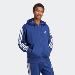 Herren Sweatjacke "ESSENTIALS 3-STREIFEN", blau, Gr. M, adidas Sportswear, Obermaterial: 55% Baumwolle, 36% Polyester, 9% Viskose, Sweatjacken, f&uuml;r