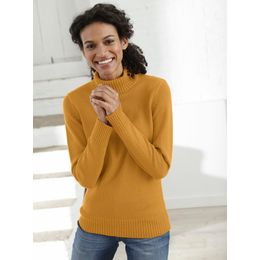 Casual Looks Damen Rollkragenpullover "Pullover", gelb, Gr. 54, unifarben, 50% Baumwolle, 50% Polyacryl, Pullover
