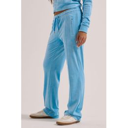 Juicy Couture Damen Sweathose "TINA COL OUT TRACKPANT Damen", blau, Gr. S, Samt, 95% Polyester, 5% Elasthan, Hosen, Trainingshose Damen, Sweathose,