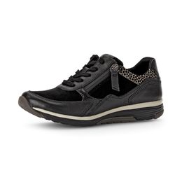 ROLLINGSOFT Damen Keilsneaker, Gr. 37, schwarz, Kalbsleder, Textil, Schuhe, Komfortschuh, Halbschuh, Schn&uuml;rschuh mit Logo an der Ferse