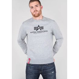 Herren Sweatshirt "Basic Sweater", grau, Gr. S, Alpha Industries, bedruckt, meliert, angeraute Sweatware, Obermaterial: 80% Baumwolle, 20% Polyester,