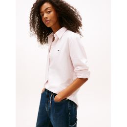 Tommy Jeans Damen Hemdbluse "TJW REG OXFORD SHIRT", rosa, Gr. XXS, gestreift, Web, Obermaterial: 100% Baumwolle, Blusen, mit Logostickerei,