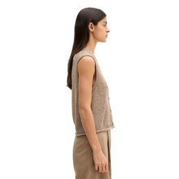 Marc O'Polo MARC O'POLO Damen Strickweste "aus B&auml;ndchengarn"earthy taupe, Gr. XL, unifarben, Obermaterial: 70% Baumwolle, 30% Polyester, Westen