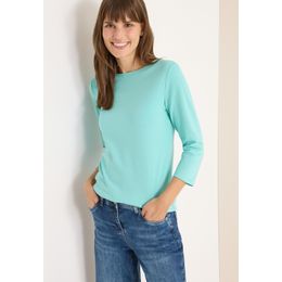 Cecil Damen 3/4-Arm-Shirtsea foam blau, Gr. XXL, unifarben, Web, 100% Baumwolle, Shirts, aus reiner Baumwolle