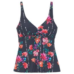 Sunseeker Damen B&uuml;gel-Tankini-Top "Modern", blau, Gr. 38, bedruckt, floral, Polyamid, Bikini-Oberteile, mit Blumendruck