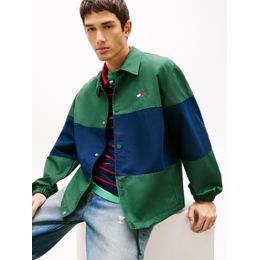 Tommy Jeans Herren Hemdjacke "TJM COLORBLOCK", gr&uuml;n, Gr. M, Web, Obermaterial: 65% Baumwolle, 35% Polyester, Jacken, Regular fit mit Hemdkragen