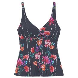 Sunseeker Damen B&uuml;gel-Tankini-Top "Modern", blau, Gr. 44, bedruckt, floral, Polyamid, Bikini-Oberteile, mit Blumendruck