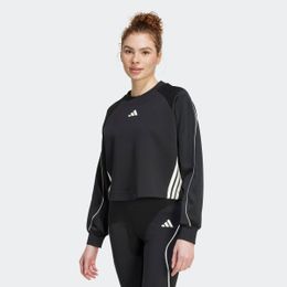 Damen Sweatshirt "STADIUM 3-STREIFEN MIT RUNDHALSAUSSCHNITT", schwarz-wei&szlig;, Gr. XS, adidas Sportswear, Obermaterial: 75% Baumwolle, 25% Polyester,