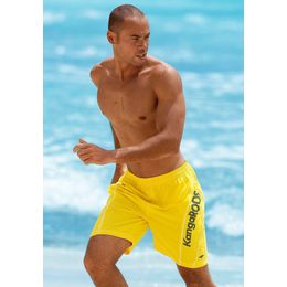 Kangaroos Herren Badeshorts, gelb, Gr. 6, unifarben, Microfaser, Polyester, Badehosen, mit Kangaroos Schriftzug