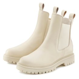 ELBSAND Damen Stiefelette "Chelseaboots, Schlupfstiefel, Bikerboots, Sommerstiefelette", Gr. 44, beige, Obermaterial: 100% Rindsleder. Decksohle: