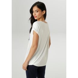 Damen Shirtbluse, beige, Gr. 44, Aniston SELECTED, bedruckt, gemustert, Cr&ecirc;pe, Obermaterial: 98% Polyester, 2% Elasthan. R&uuml;ckenteil: 95% Viskose, 5%