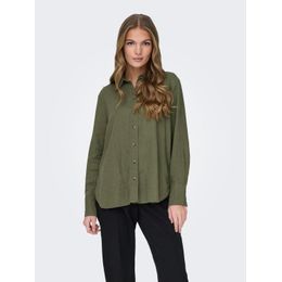 Jacqueline de Yong JDY Damen Hemdbluse "JDYSAY L/S LINEN LOOSE SHIRT WVN NOOS", gr&uuml;n, Gr. S, unifarben, Web, Obermaterial: 55% Leinen, 45% Viskose, Blusen