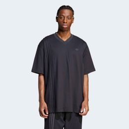 Herren T-Shirt "FRONT 3-STREIFEN", schwarz, Gr. M, adidas originals, Obermaterial: 100% Baumwolle, Shirts, mit V-Ausschnitt, seitlich versetzte