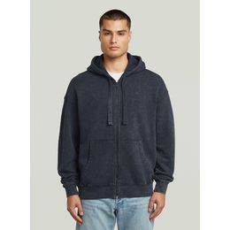 G-Star Raw Longpullover G-STAR "Washed Loose Full Zip Hoodie", Herren, Gr. S, salute smokey gd, Obermaterial: 100% Baumwolle, Pullover Longpullover
