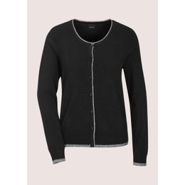 Madeleine Mode MADELEINE Damen Strickjacke "Strickjacke Lockere Feinstrick-Jacke mit Kontrasten", schwarz, Modern, Gr. 40, Obermaterial: 68% Viskose CV. 29%