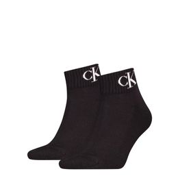 Herren Kurzsocken "CKJ MEN QUARTER MONOGRAM", Calvin Klein Jeans, Gr. 43, schwarz, Baumwollmischung, Socken, mit dezenter Logostickerei, komfortable