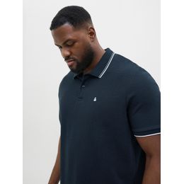 Jack & Jones PlusSize Herren Poloshirt "JJEAUSTIN POLO SS NOOS PLS", blau, Gr. XXXL, JACK & JONES PLUSSIZE, unifarben, Jersey, Obermaterial: 58% Polyester, 40% Baumwolle,