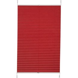 Plissee K-home, B:70cm H:130cm, rot, Obermaterial: 100% Polyester, Badezimmer, Plissees, "Klemmfix Pisa", Crushed-Optik