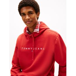 Tommy Jeans Herren Hoodie "TJM REGULAR LINEAR LOGO HOODIE EXT", rot, Gr. M, Sweatware, Obermaterial: 80% Baumwolle, 20% Polyester, Sweatshirts, mit