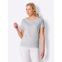 w&auml;schepur W&Auml;SCHEPUR Damen Pyjamaoberteil "Schlafanzug-Shirt", Gr. 36, grau, 50% Baumwolle, 50% Modal, 98% Baumwolle, 2% Polyester, unifarben, Shirts