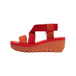 Fly London Damen Keilsandalette "Fly London Sandalen Leder/Textil", Gr. 41rot, Leder, Textil, Schuhe
