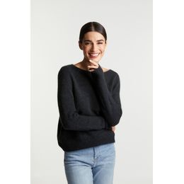 RICHROYAL Damen Rundhalspullover, schwarz, Gr. XS, Strick, Obermaterial: 43% Polyacryl, 30% Polyamid, 15% Alpaka, 9% Nylon, 3% Elasthan, Pullover, in