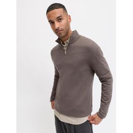 Jack & Jones JACK & JONES Herren Troyer "JJEEMIL KNIT HALF ZIP NOOS", braun, Gr. M, unifarben, Strick, Obermaterial: 60% Baumwolle, 20% Nylon, 20% Viskose,