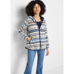 bonprix Damen Fleecejacke "Kapuzen-Fleecejacke mit Norweger-Muster", beige, Gr. 44, gemustert, Fleece, Obermaterial: 100% Polyester. Kapuzenfutter: