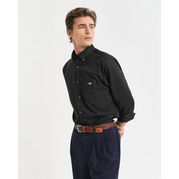 Gant Herren Langarmhemd "Regular Fit Popeline Hemd leicht strapazierf&auml;hig pflegeleicht", schwarz, Gr. S, unifarben, Popeline, Obermaterial: 100%