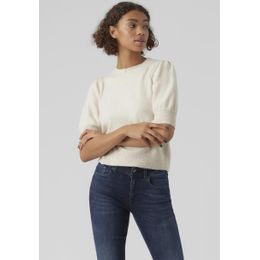 V&eacute;ro Moda VERO MODA Damen Rundhalspullover "VMDOFFY 2/4 O-NECK PULLOVER GA NOOS", beige, Gr. S, meliert, Strick, Obermaterial: 94% Polyester, 3% Elasthan, 3%