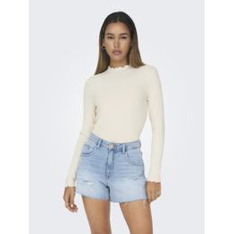 Jacqueline de Yong JDY Damen Langarmbluse "JDYFRANSISKA L/S HIGHNECK TOP JRS NOOS", grau, Gr. S, unifarben, Single Jersey, Obermaterial: 75% Viskose, 20% Baumwolle, 5%