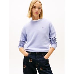 Tommy Jeans Damen Sweatshirt "TJW REG S FLAG CREW"periwinkle dusk, Gr. XS, unifarben, Sweatware, Obermaterial: 80% Baumwolle, 20% Polyester,