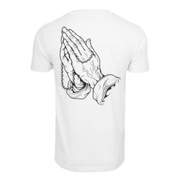 MisterTee Herren T-Shirt "MisterTee Herren Pray Hands Tee"wei&szlig;, Gr. M, unifarben, 100% Baumwolle, Shirts