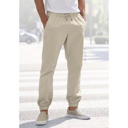 John Devin Herren Jogger Pants "Jogg Pants", beige, Gr. L, unifarben, Web, Obermaterial: 97% Baumwolle, 3% Elasthan, Hosen, aus elastischer