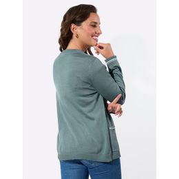 Casual Looks Damen Strickpullover "Twinset", gr&uuml;n, Gr. 36, gemustert, gestreift, unifarben, 100% Baumwolle, Pullover
