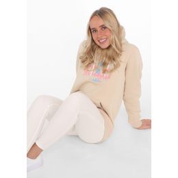 Zwillingsherz Damen Hoodie ""Gl&uuml;cklich am Strand"", beige, Gr. LXL, Obermaterial: 50% Baumwolle, 50% Polyester, Sweatshirts, mit maritimer Stickerei,