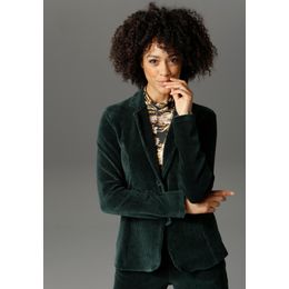 Aniston CASUAL Damen Jackenblazer, gr&uuml;n, Gr. 42, Strukturmuster, leicht gl&auml;nzend, unifarben, Cord, Obermaterial: 67% Baumwolle, 28% Polyester, 5%