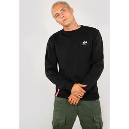 Herren Sweatshirt "Basic Sweater small Logo", schwarz, Gr. S, Alpha Industries, bedruckt, angeraute Sweatware, Obermaterial: 80% Baumwolle, 20%