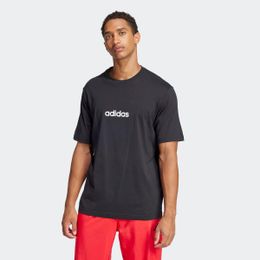 Herren T-Shirt "ESSENTIALS LINEAR SINGLE JERSEY", schwarz-wei&szlig;, Gr. M, adidas Sportswear, Obermaterial: 100% Baumwolle, Shirts, &uuml;berschnittene