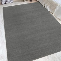 Teppich ANDIAMO, B:60cm H:8mm L:110cm, grau, Kunstfaser, Wohnzimmer, Teppiche, "Jerez", Kurzflor, gewebt, Uni-Farben, auch als L&auml;ufer