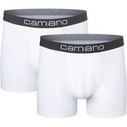 Camano Herren Boxershorts "comfort", Gr. L, wei&szlig;, Obermaterial: 95% Baumwolle, 5% Elasthan, unifarben, Unterhosen, mit elastischem Logobund