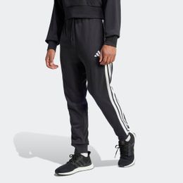 Herren Sporthose "ESSENTIALS 3-STREIFEN FRENCH TERRY", schwarz-wei&szlig;, Gr. XL, adidas Sportswear, Obermaterial: 55% Baumwolle, 36% Polyester, 9%