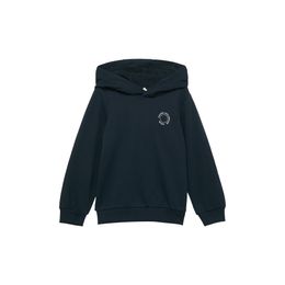 s.Oliver JUNIOR Jungen Kapuzensweatshirt, blau, Gr. 128, unifarben, Sweatware, Obermaterial: 100% Polyamid, Sweatshirts, mit Logo-Print