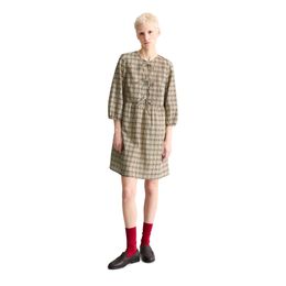 Marc O'Polo Damen Minikleid "aus Baumwolle-Mix", beige, Gr. L, MARC O'POLO DENIM, kariert, Obermaterial: 52% Baumwolle, 40% Polyester, 8% Polyamid. Futter: 100%