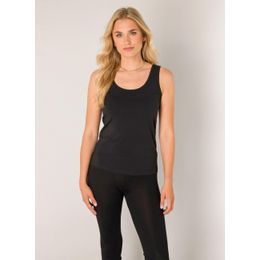 Base Level Damen Tr&auml;gertop "Yippie", schwarz, Basic, Gr. 42, unifarben, Jersey, Obermaterial: 94% Baumwolle, 6% Elasthan, Tops, mit breiten Tr&auml;gern